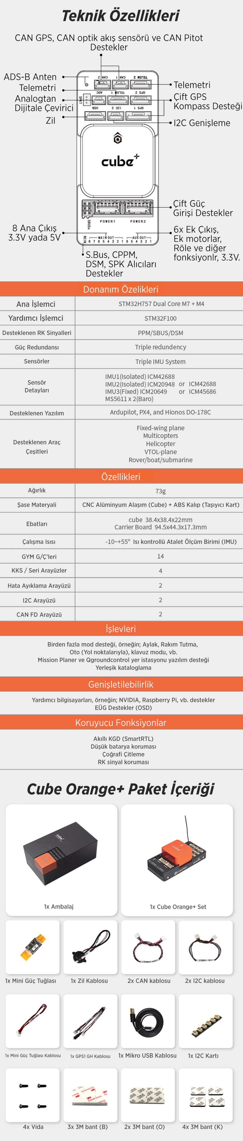 Pixhawk The Cube Orange+ (IMU V8) Standard Set Otopilot Sistemi (ADS-B ...