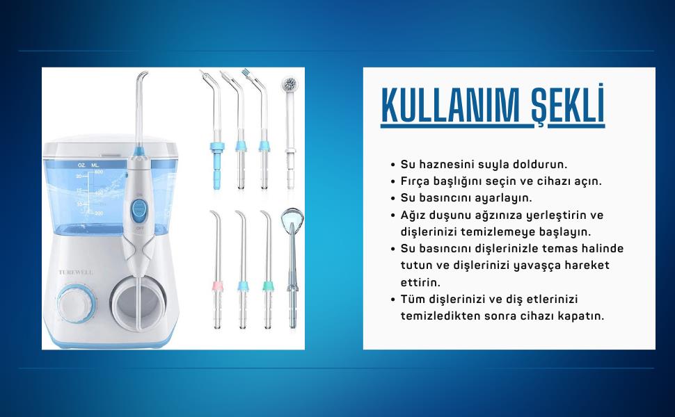 Waterpulse V600g Water Flosser Profesyonel Masajlı Diş Protez Bakım ve ...