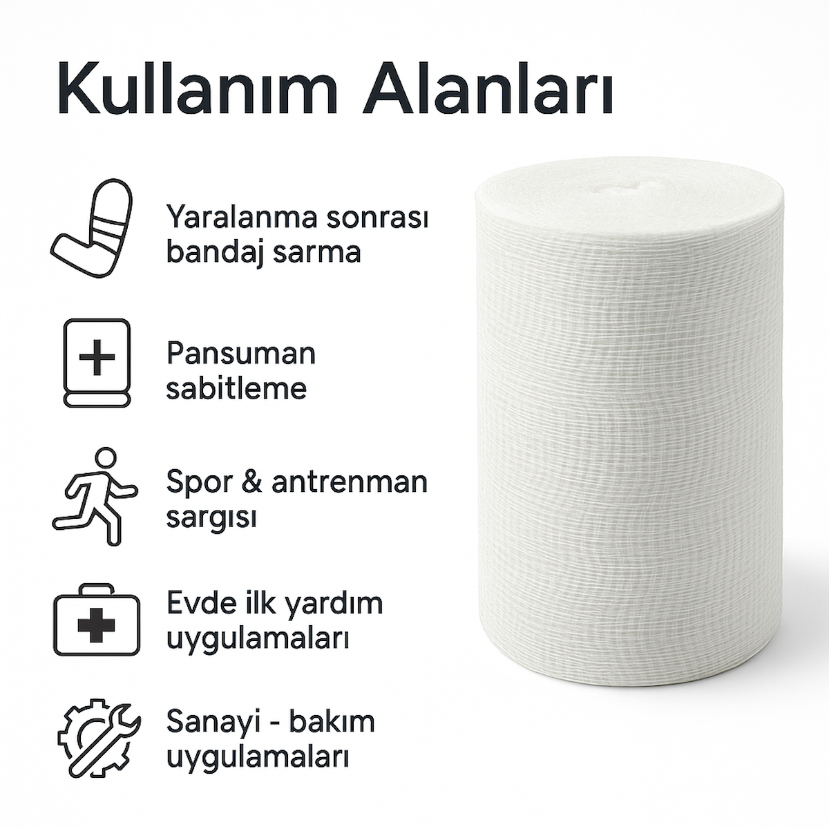 Bozkar Medikal Nonwoven Non-Steril Bandaj Rulo Sargı Bezi 10 CM x 100 M ...