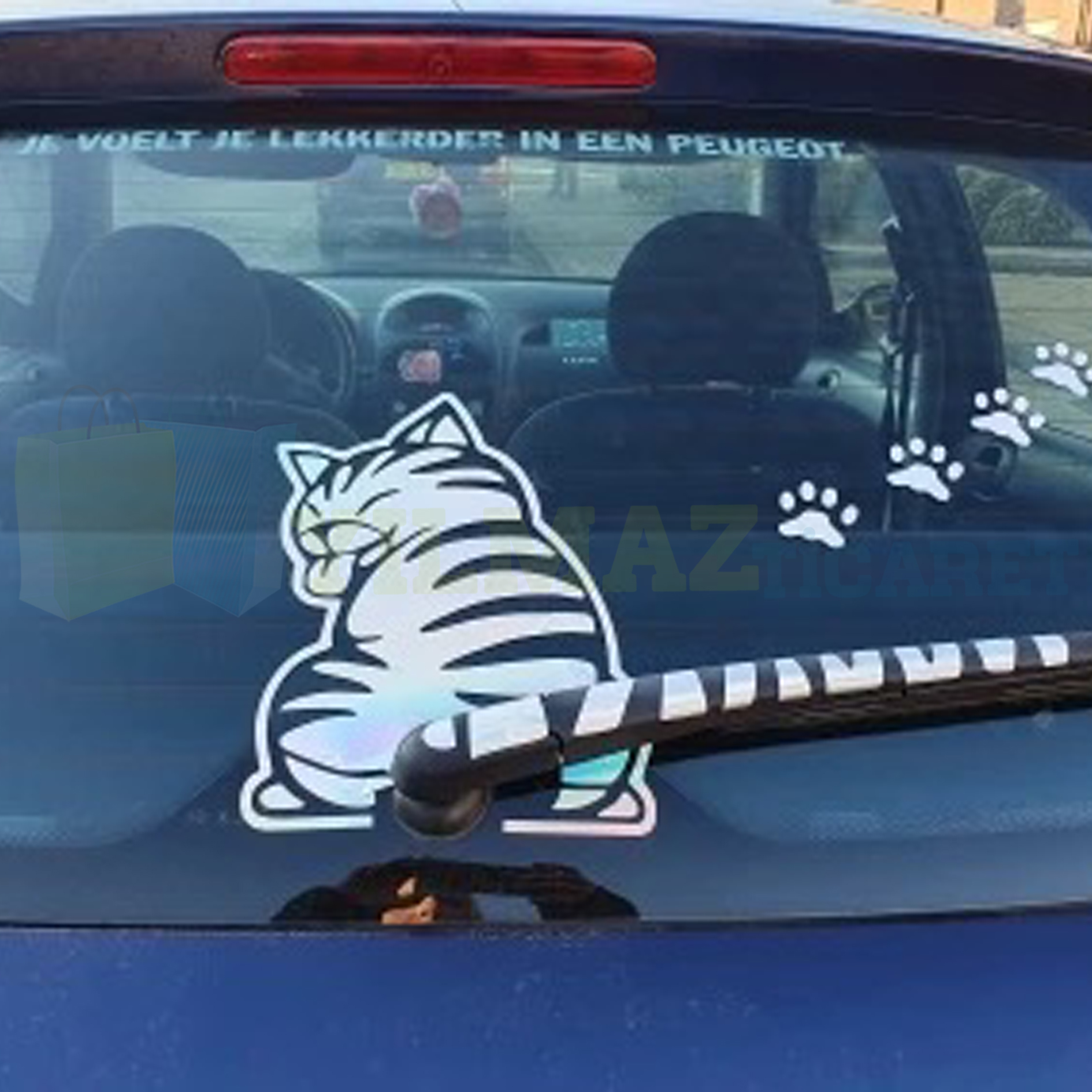 Kedi Kuyruk Pati Hologram Arka Cam Silecek Oto Araba Sticker Etiket ...