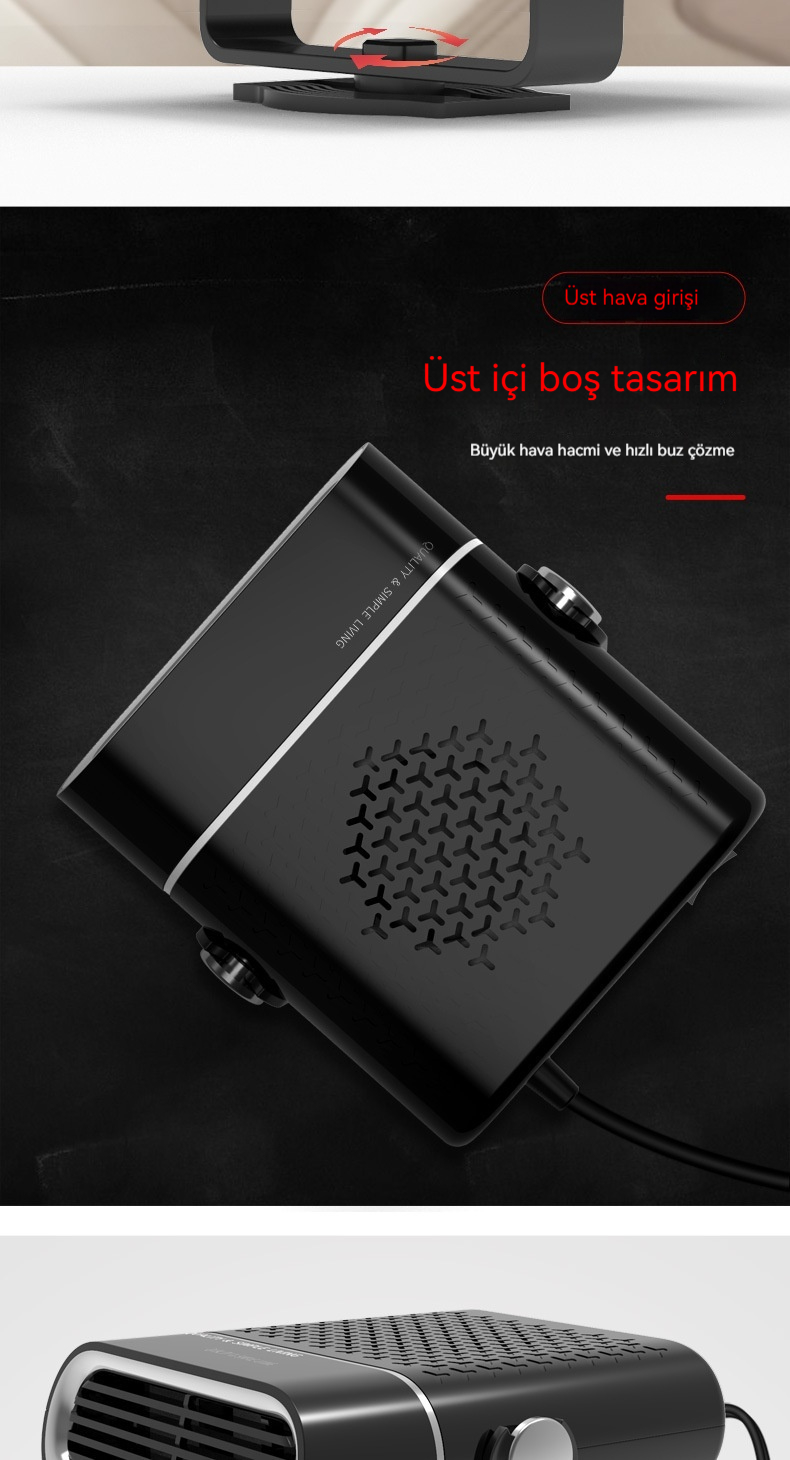 Oto Isıtıcı Taşınabilir Elektronik Otomatik Isıtıcı Fan-12v Siyah ...