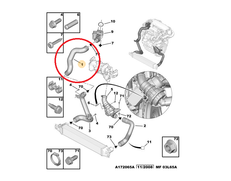 Peugeot Bipper Citreon Nemo 1.4 HDI Turbo Intercooler Hortumu Fiyatları ...
