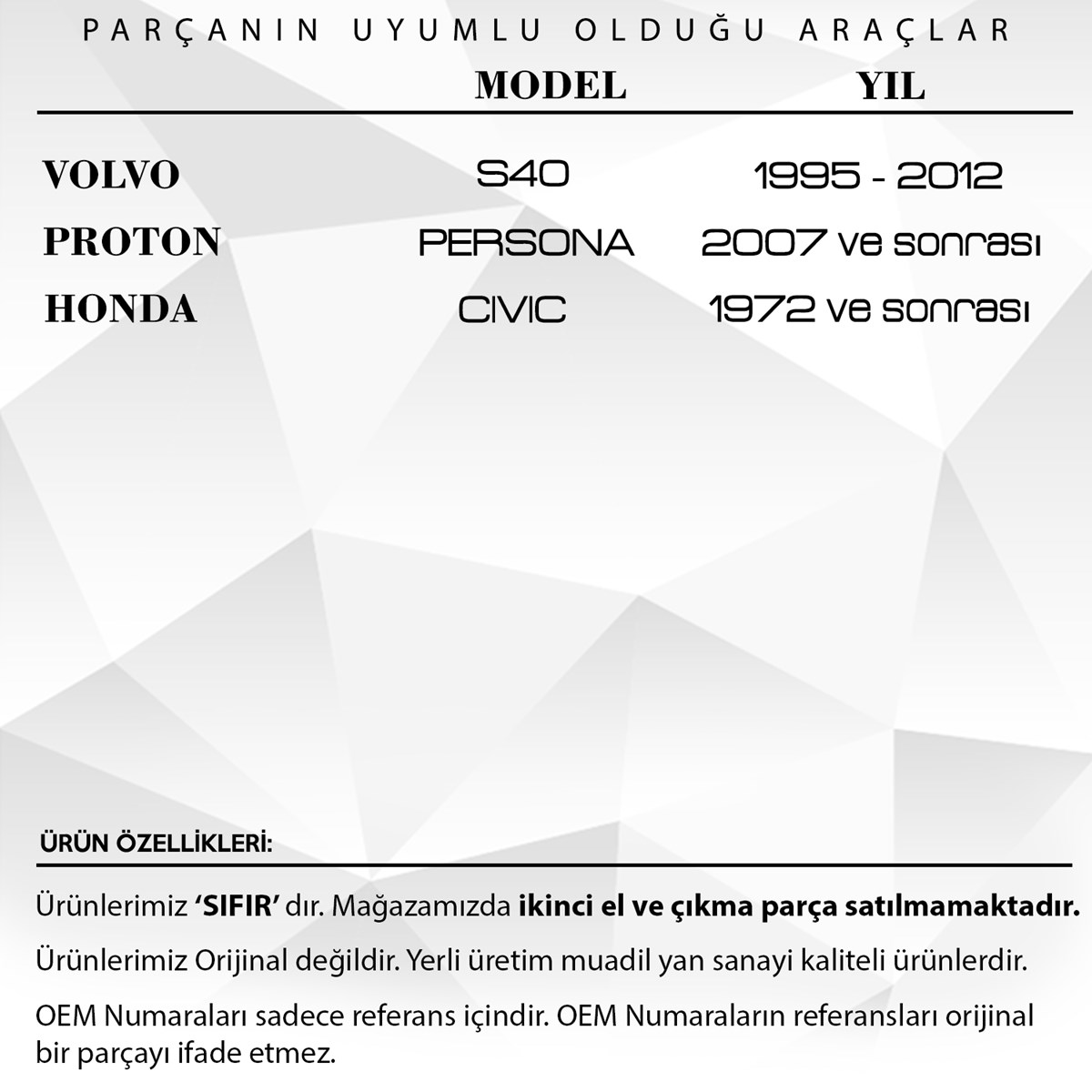 Volvo, Proton Persona, Honda Cıvıc için Cam Kriko Motoru Sol Fiyatları ...
