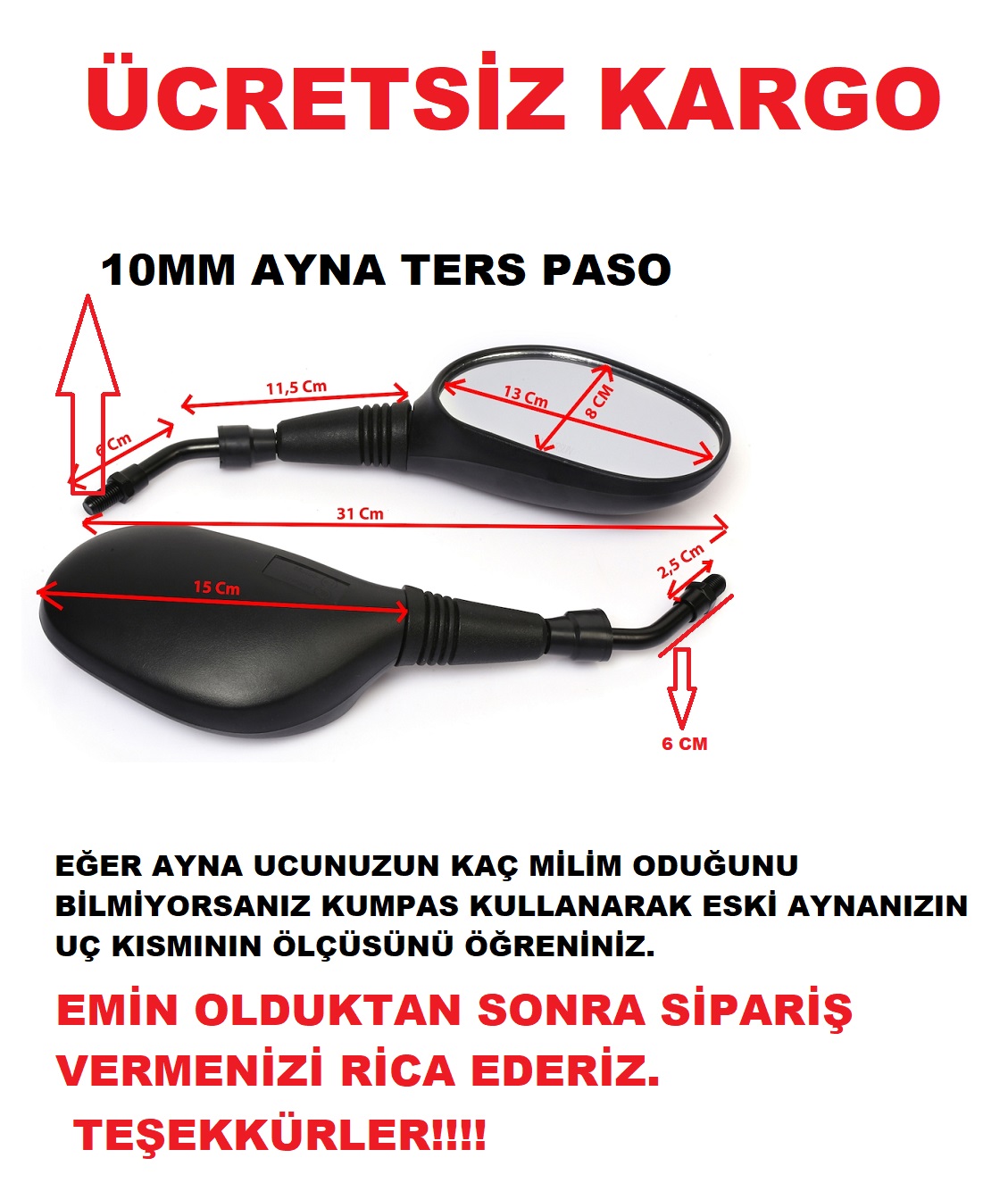 Motosiklet Ayna 10 Mm Ters Paso Ters Diş Fiyatları ve Özellikleri